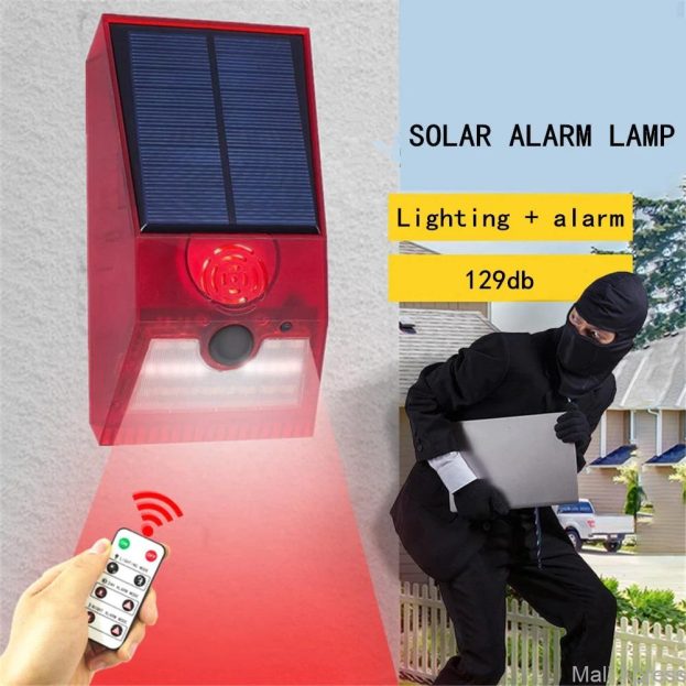 Solar Alarm Siren Outdoor Sound Light Remote Controlled Siren Home ...