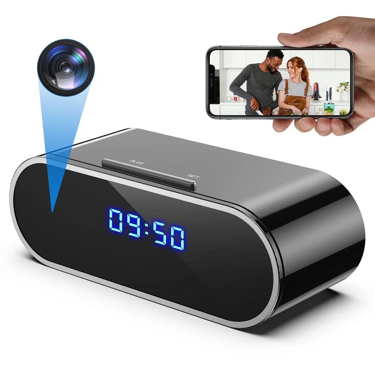 Digital WIFI table Clock Wireless Camera HD 1080P WiFi Clock with Night ...