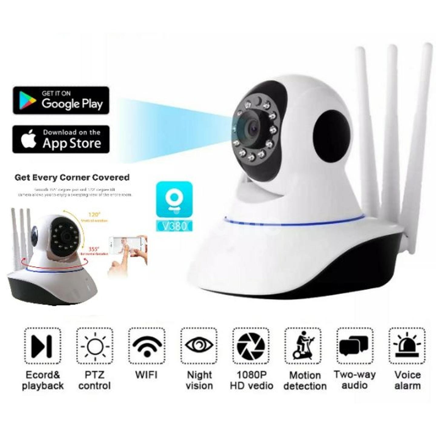 Smart HD 1080P WiFi Night Vision Camera 360° CCTV IP nanny Camera ...