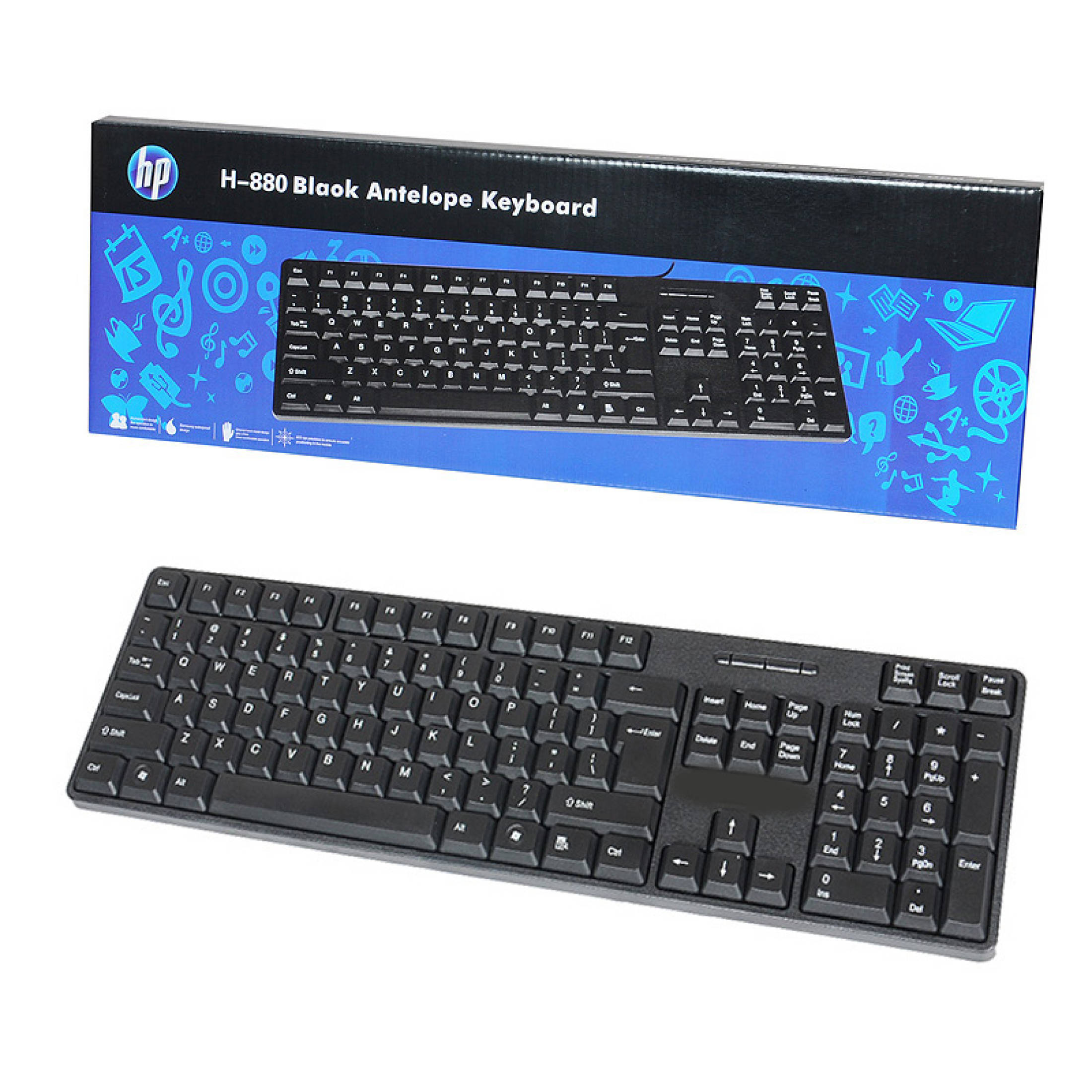 HP H-880 Black Antelope Wired Keyboard Universal Business game 2 in 1 ...