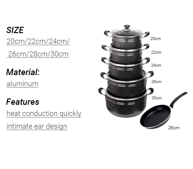 TC 14pcs Nonstick Cookware Set Cooking Pots Aluminium Sufuria set with ...