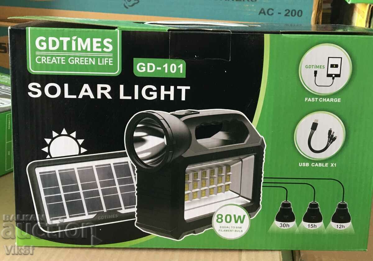 Portable Solar system Solar Light GDTIMES GD-101 Solar station with 3 ...