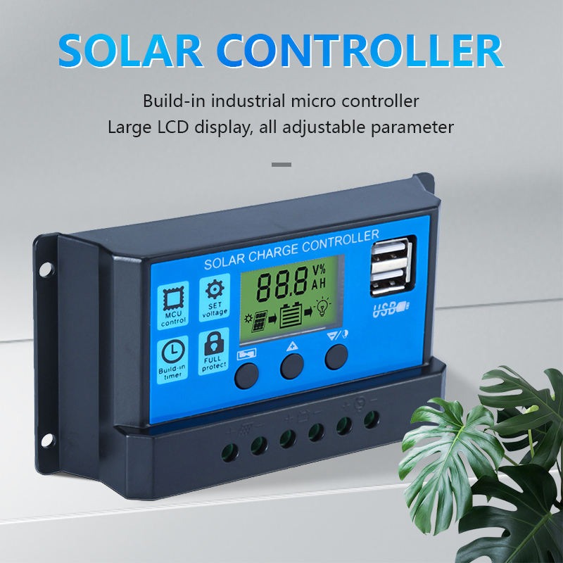 10A/20A/30A solar Charge Controller 12V 24V PWM Solar Charge Controller LCD Dual USB Output 5V ...