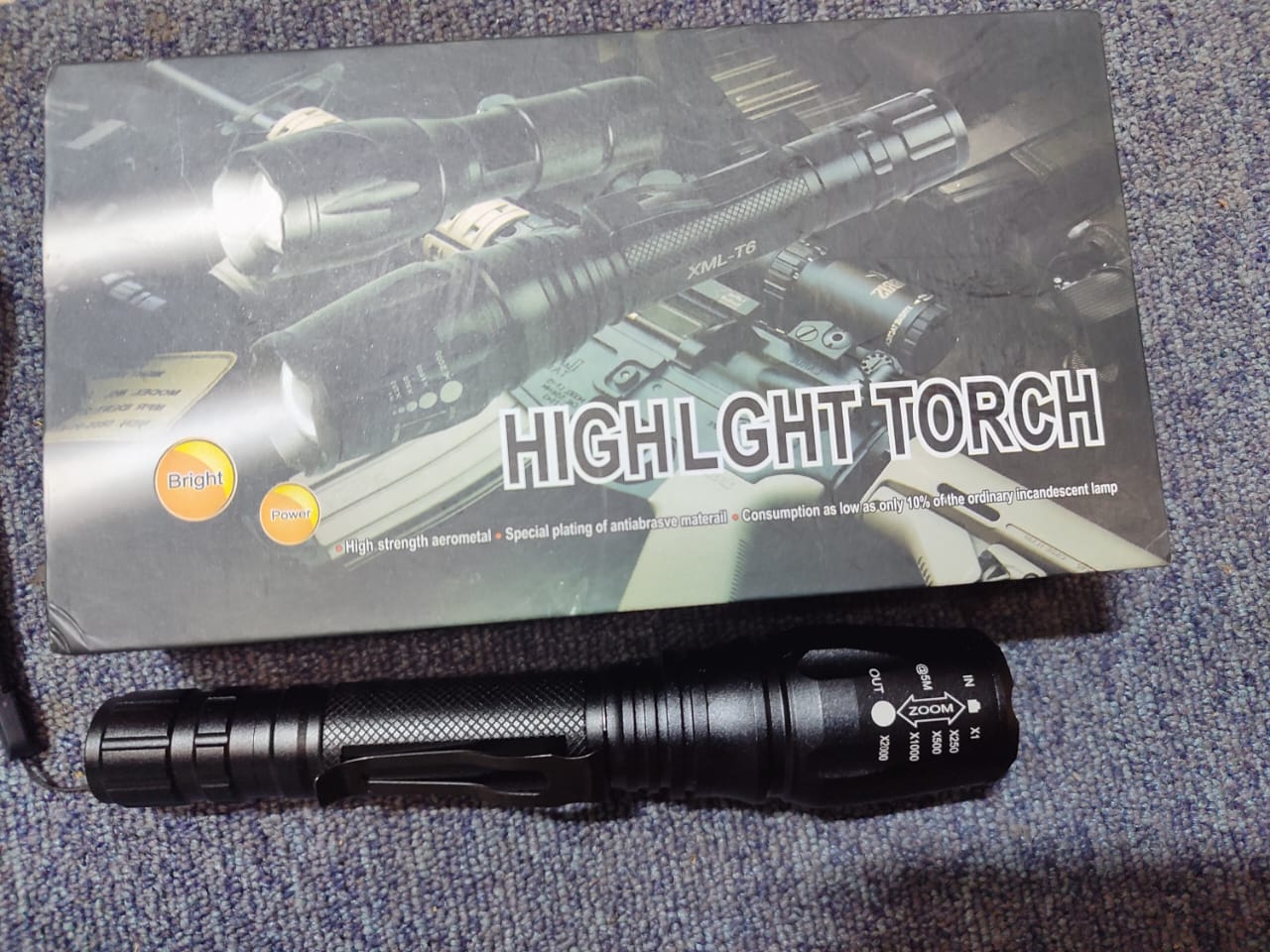 4000Lumens High Power LED Zoomable Tactical LED Flashlights torch light with 2pcs 18650 ...
