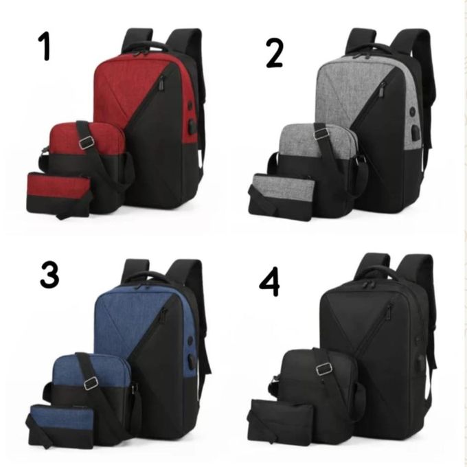 3-in-1 Backpack Laptop Bag Waterproof Computer Bag Backpack 3 piece set ...
