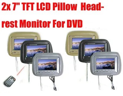 7-Inch Dual TFT/LED Car Headrest Monitors with AV Inputs & Wireless ...