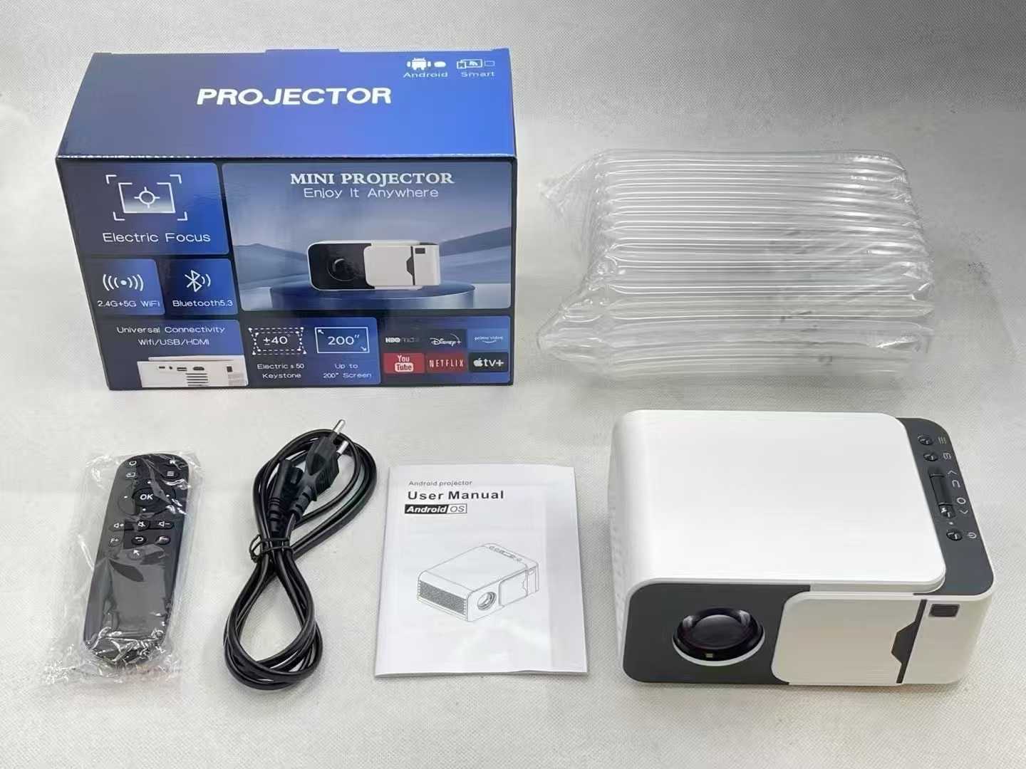 T5 Mini Smart Android Projector 720P HD 150 ANSI Lumens Android 13 2 ...